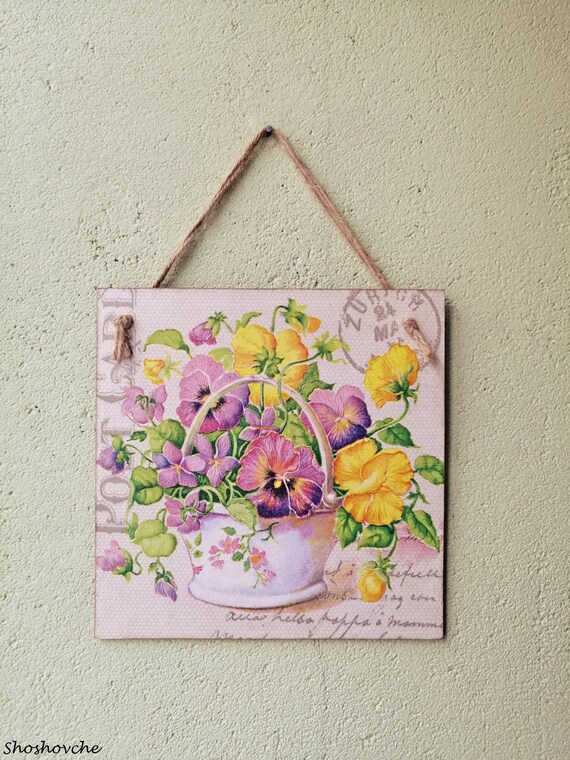 Purple Violets Wall Hanging Plaque Violet Decor Wooden - Etsy