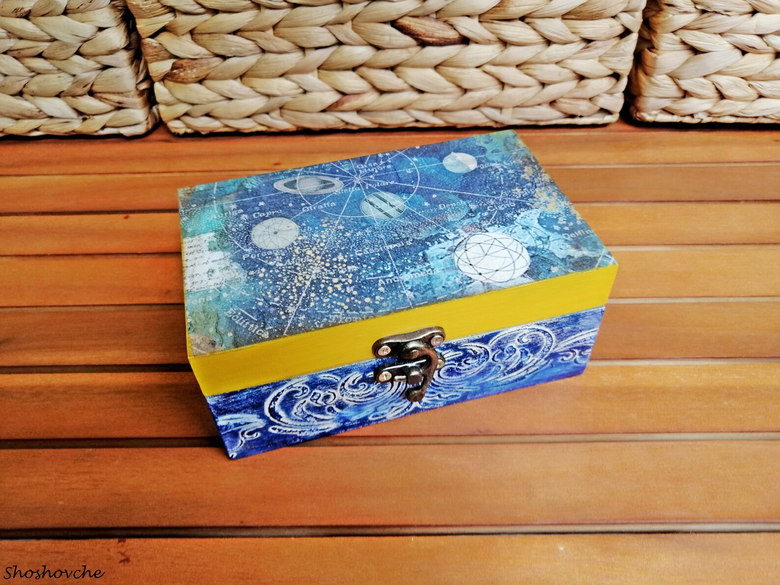 Galaxy Planets Wooden Memory Box Аstrology Jewelry Box - Etsy