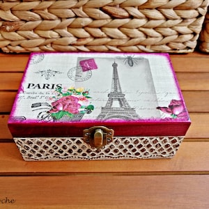 Paris Memory Wooden Box, Eiffel Tower Jewelry Box, Shabby Chic Decor ...