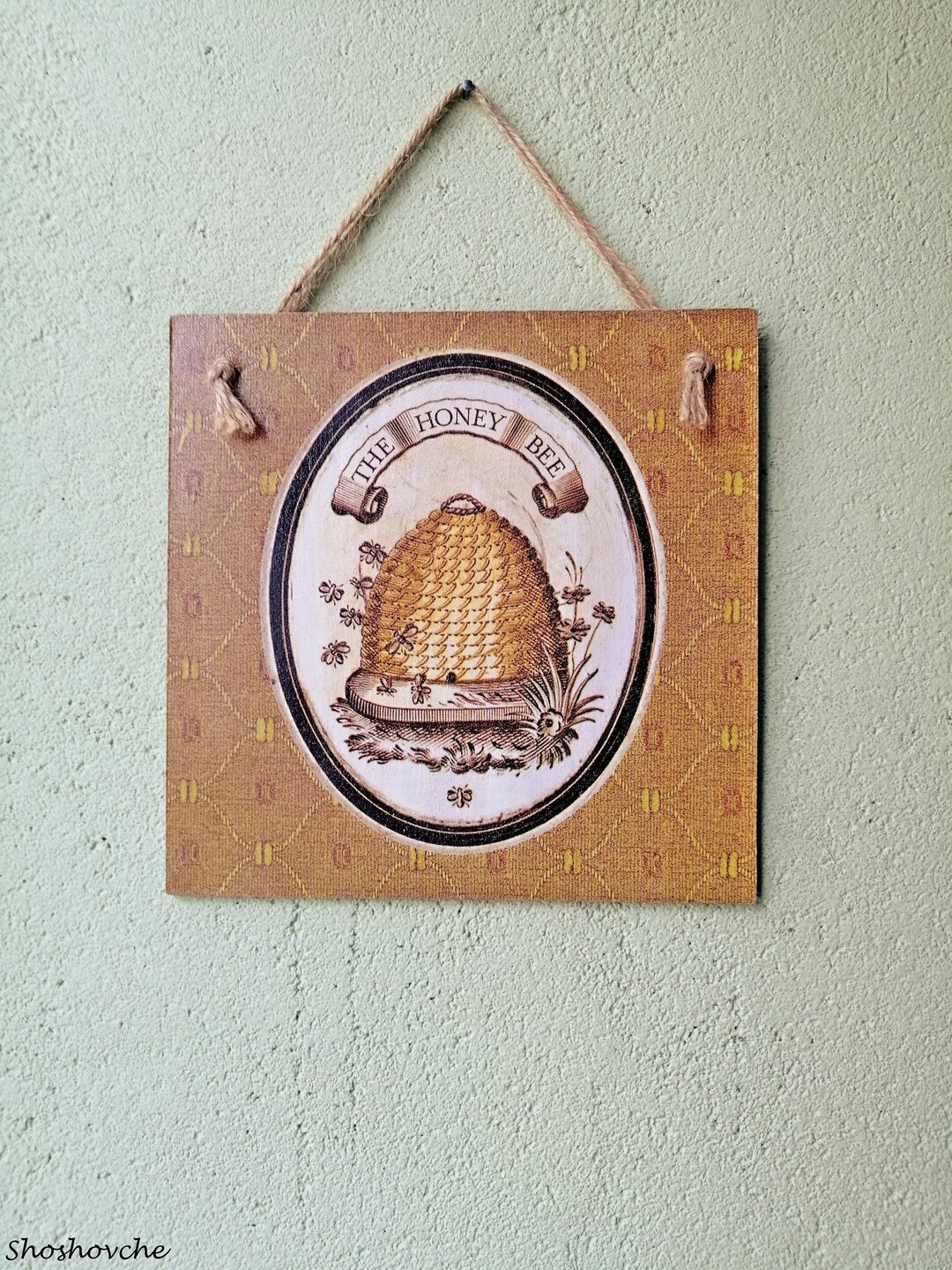 Wall Hanging Plaque/picture Honey Bee Small Signs, Country Bee Signs ...
