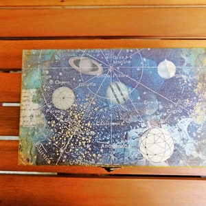Galaxy Planets Wooden Memory Box, Аstrology Jewelry Box, Constellation ...