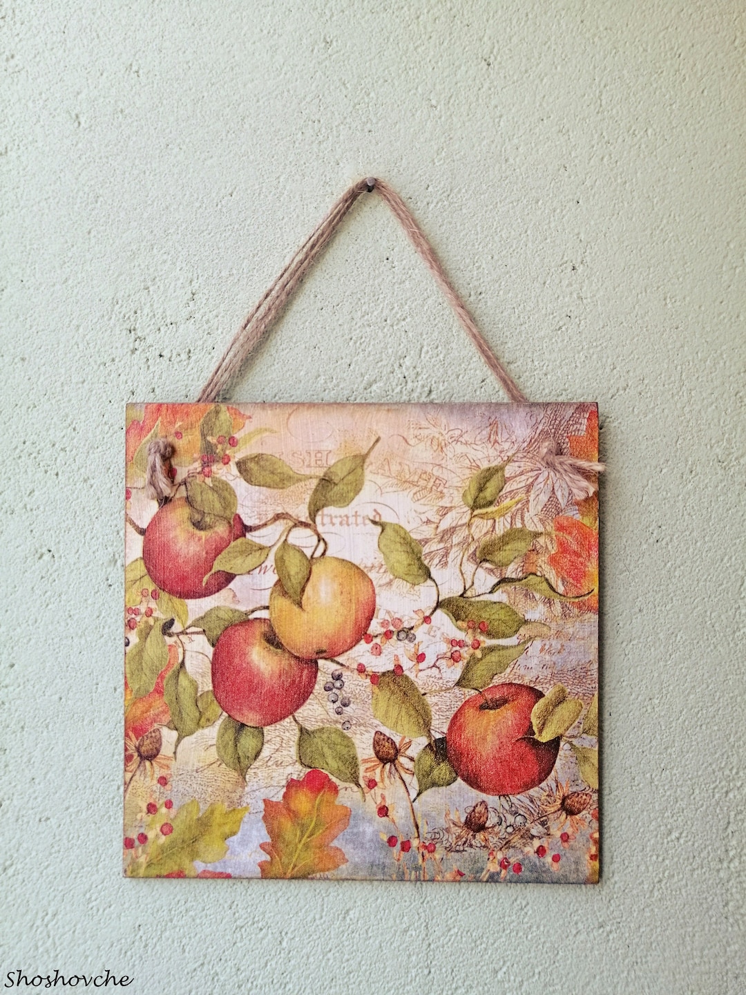 Apple Wall Hanging Plaque, Kitchen Wooden Sign, Apples Art Print ...