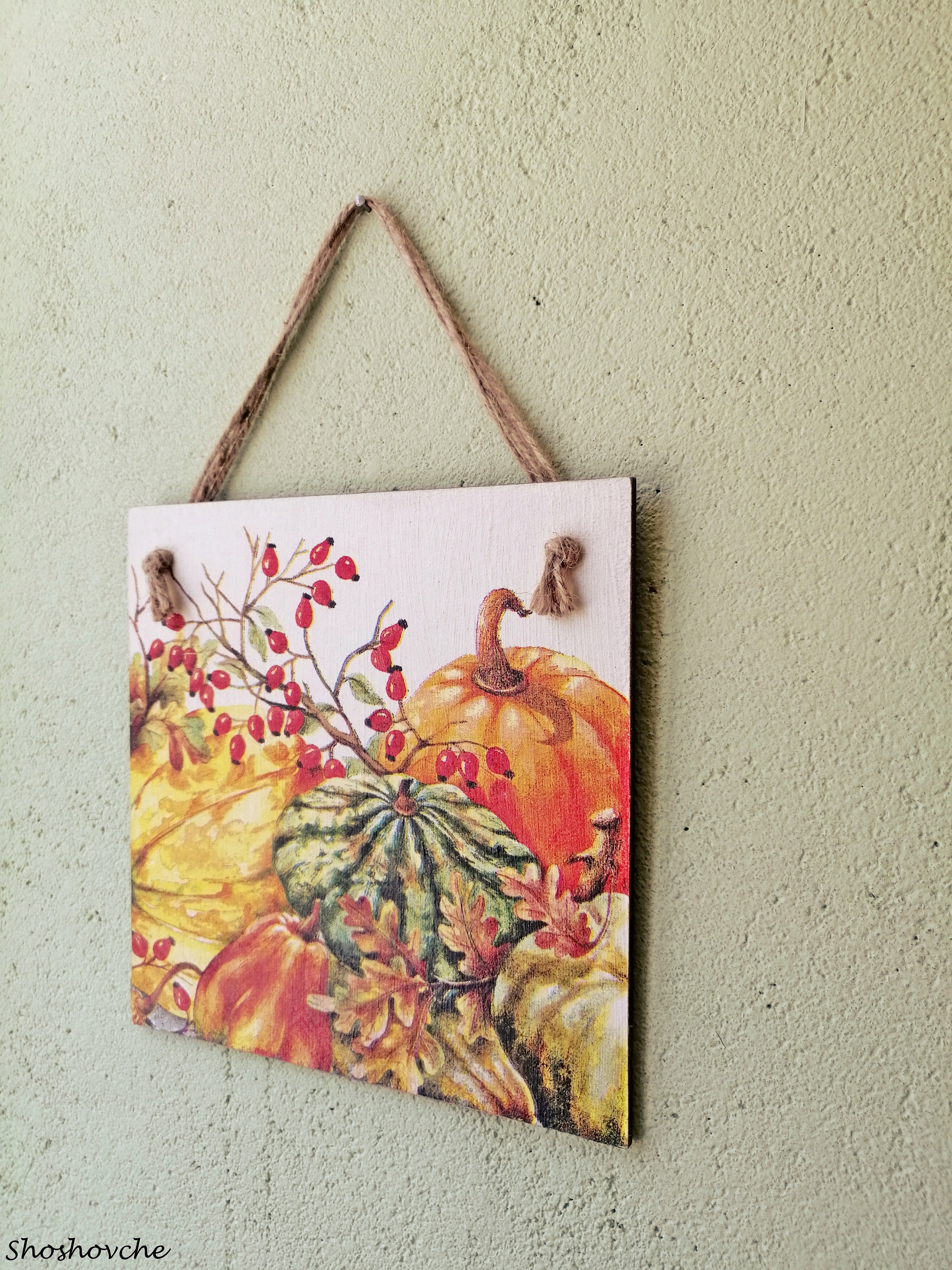 Wall Hanging Plaque/picture Autumn Fall Harvest Pumpkins Apple | Etsy