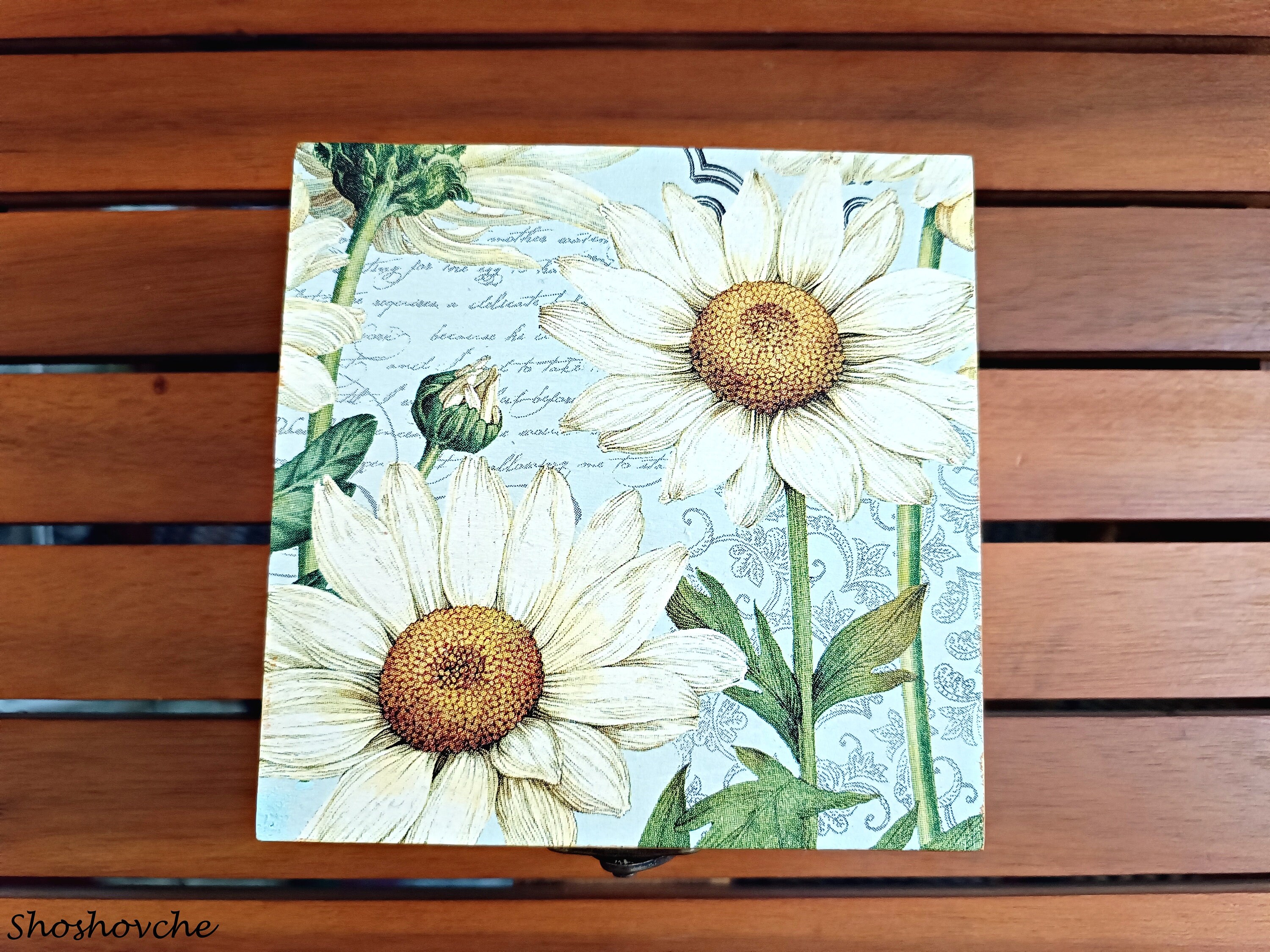 White Daisy Jewellery Box, Daisies Trinket Jewelry Box, Blue Memory ...