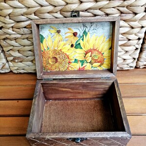 Sunflowers Jewellery Box, Jewelry Trinket Box, Memory Keepsake Wooden ...