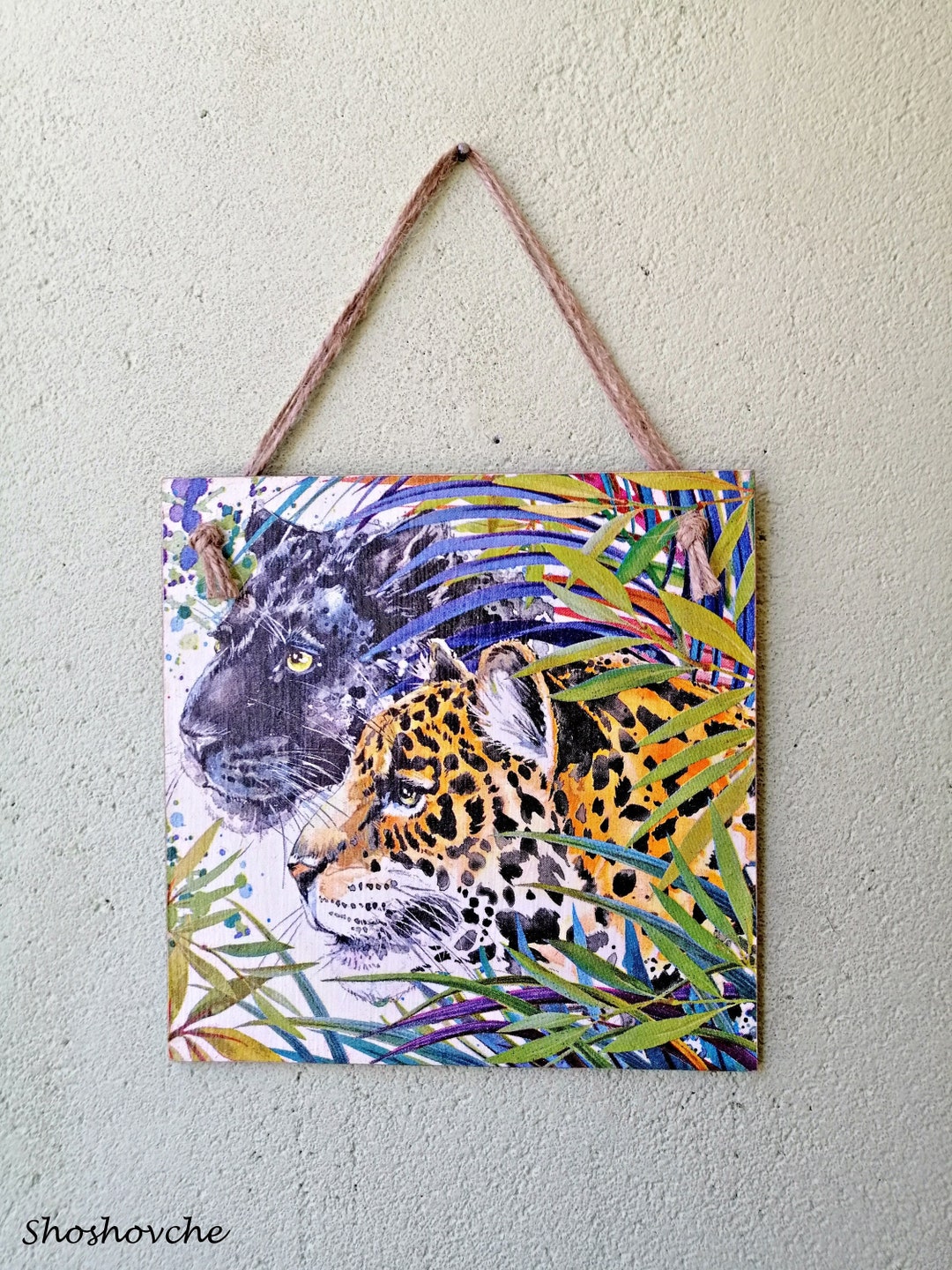 Black Panther Leopard Wall Hanging Plaque, Wildcat Kitchen Decor, Wild ...