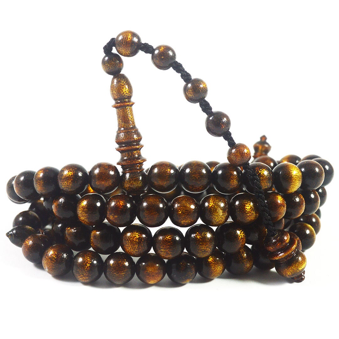 Indahcraft-gold Yusr Black Coral Sea Muslem Dikr Misbaha Prayer Beads ...