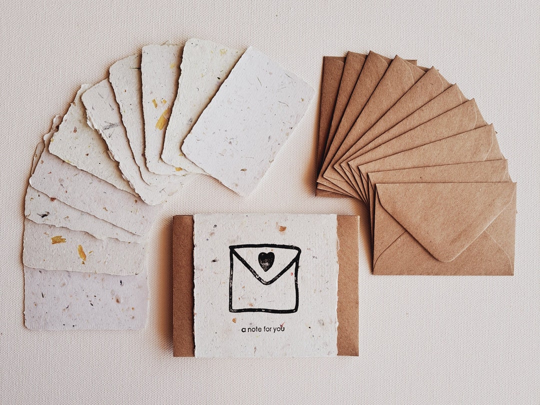10 Hand Made Mini Cards With Envelopes, Recycled Card Set, Mini Gift ...