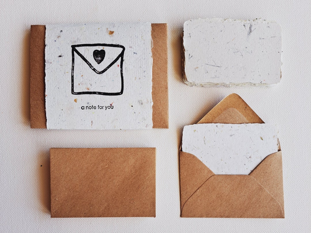 10 Hand Made Mini Cards With Envelopes, Recycled Card Set, Mini Gift ...
