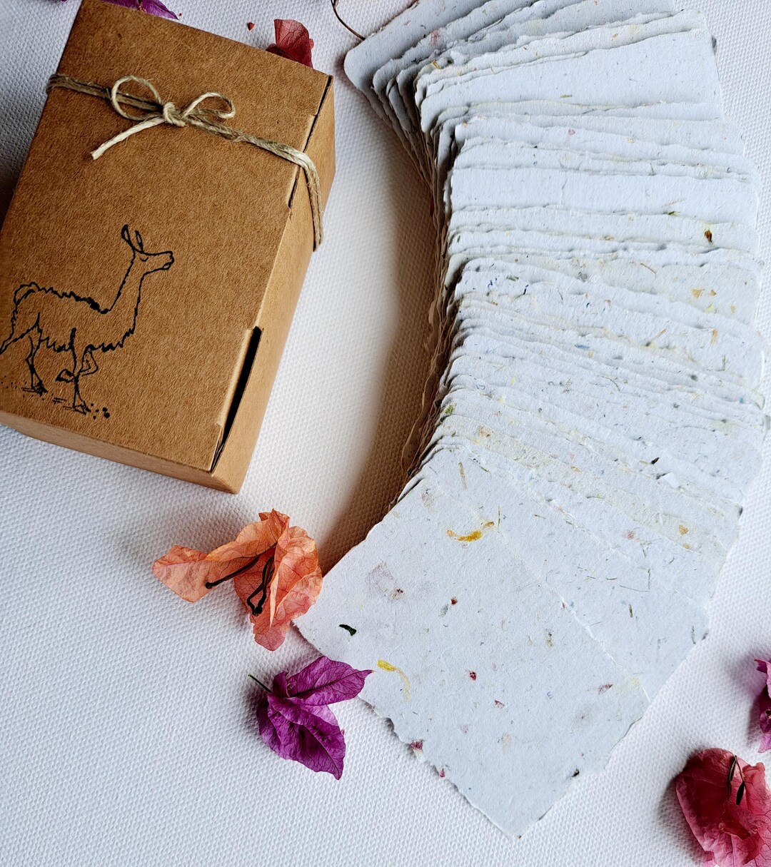 50 Handmade Recycled 2x3 Cards, Neutral, Blank Homemade Paper, Calling ...