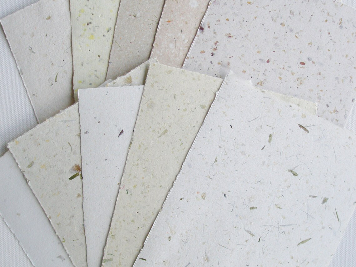 5x7" Sheets, 30 Sheets, Neutral Recycled Paper, Handmade Paper ...