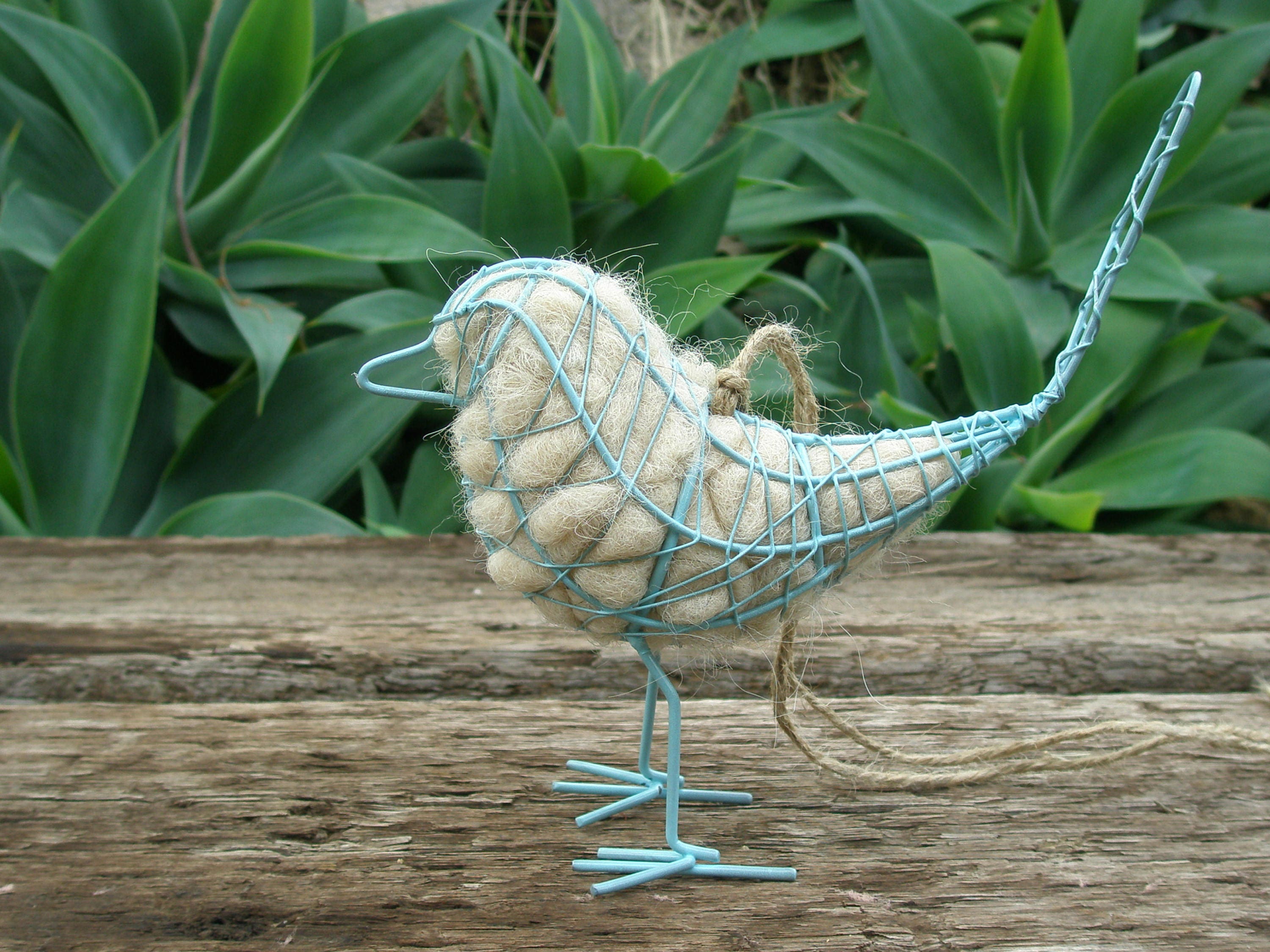 Blue Bird Nester Wire Bird With Llama Fibre Nesting Material - Etsy