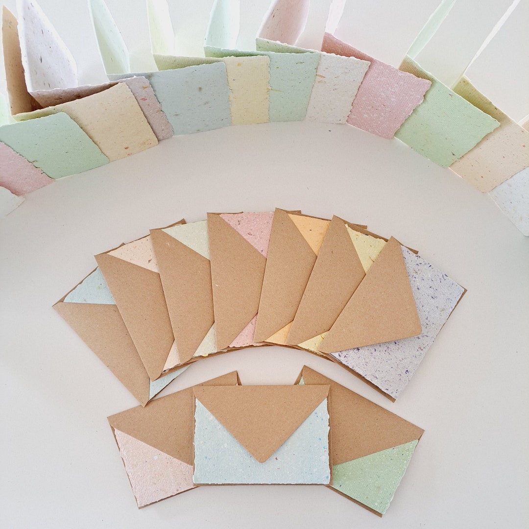 4 X Blank Handmade Recycled Paper Cards With Brown Envelopes. Card ...