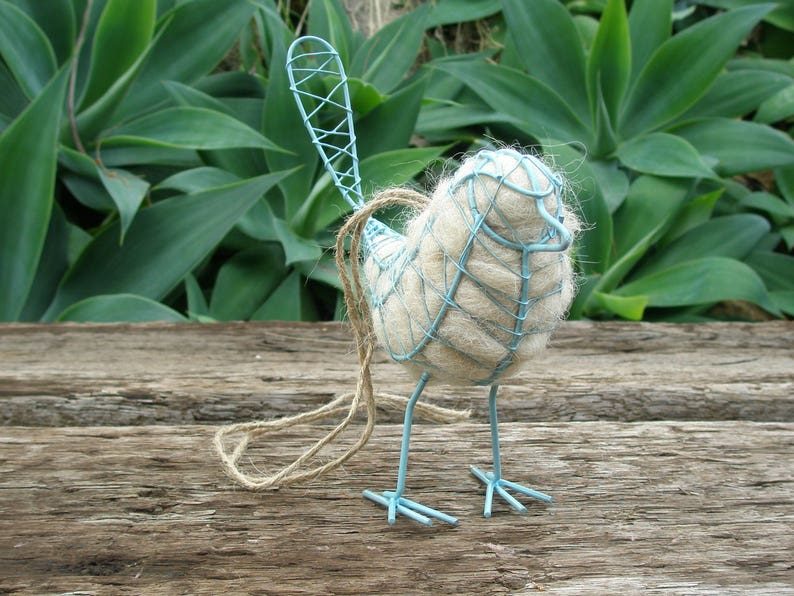 Blue Bird Nester Wire Bird With Llama Fibre Nesting Material - Etsy