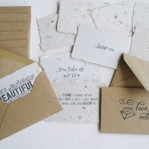 Love Note Set, Handmade Paper Love Notes and Envelopes, Homemade Love ...
