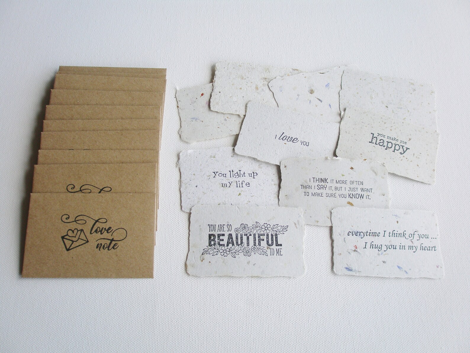 Love Note Set, Handmade Paper Love Notes and Envelopes, Homemade Love ...