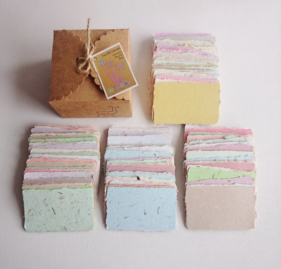 20 Colourful Handmade Recycled Cards 2 X 3 Inch Size With Deckle Edges ...