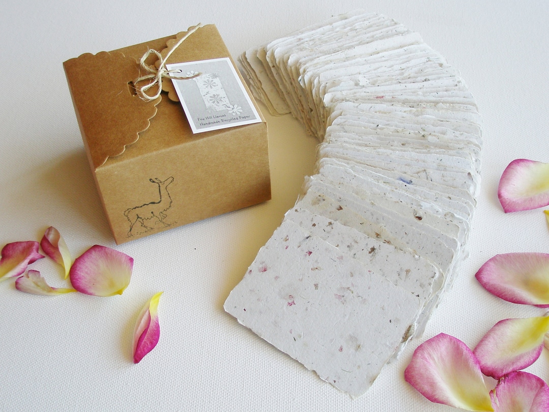 50 Handmade Recycled 2x3 Cards, Neutral, Blank Homemade Paper, Calling ...