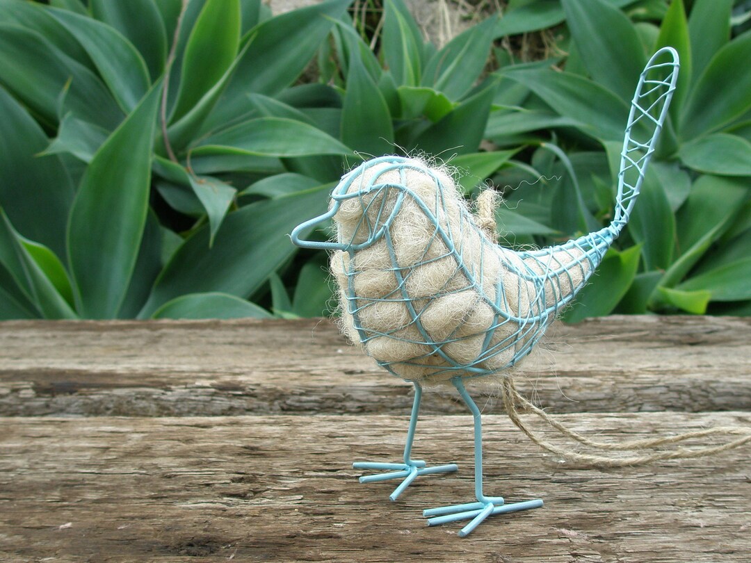 Blue Bird Nester. Wire Bird With Llama Fibre Nesting Material, Little ...