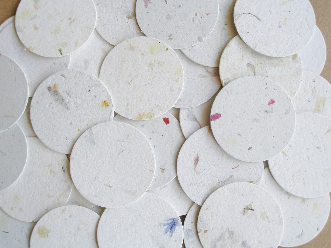 100 Handmade Paper Small Circle Cut Outs. 3.5cm Neutral Tones. Recycled ...