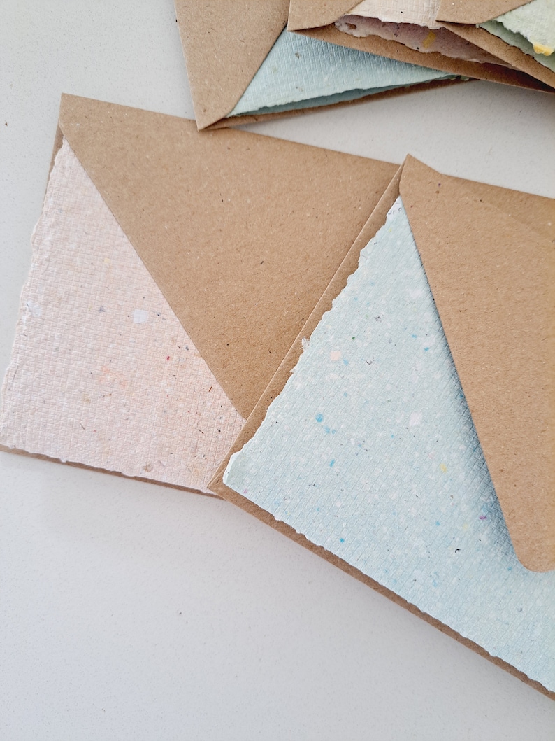 4 X Blank Handmade Recycled Paper Cards With Brown Envelopes. Card ...