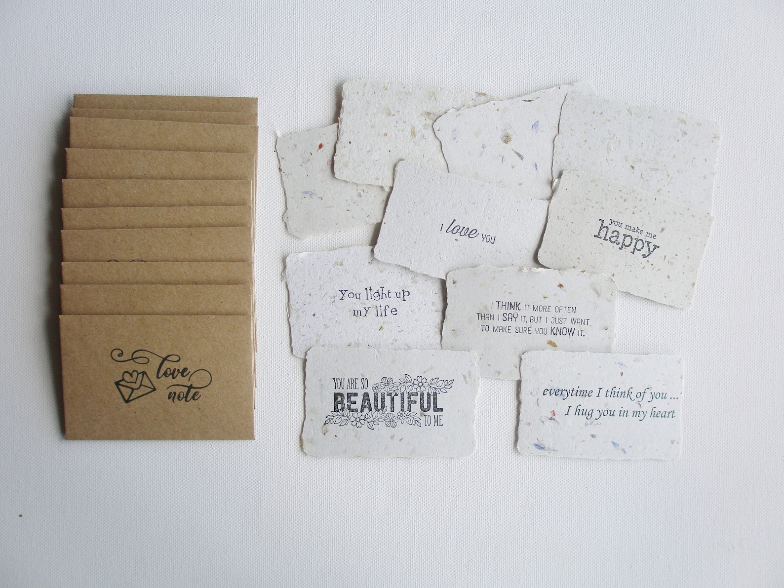 Love Note Set, Handmade Paper Love Notes and Envelopes, Homemade Love ...