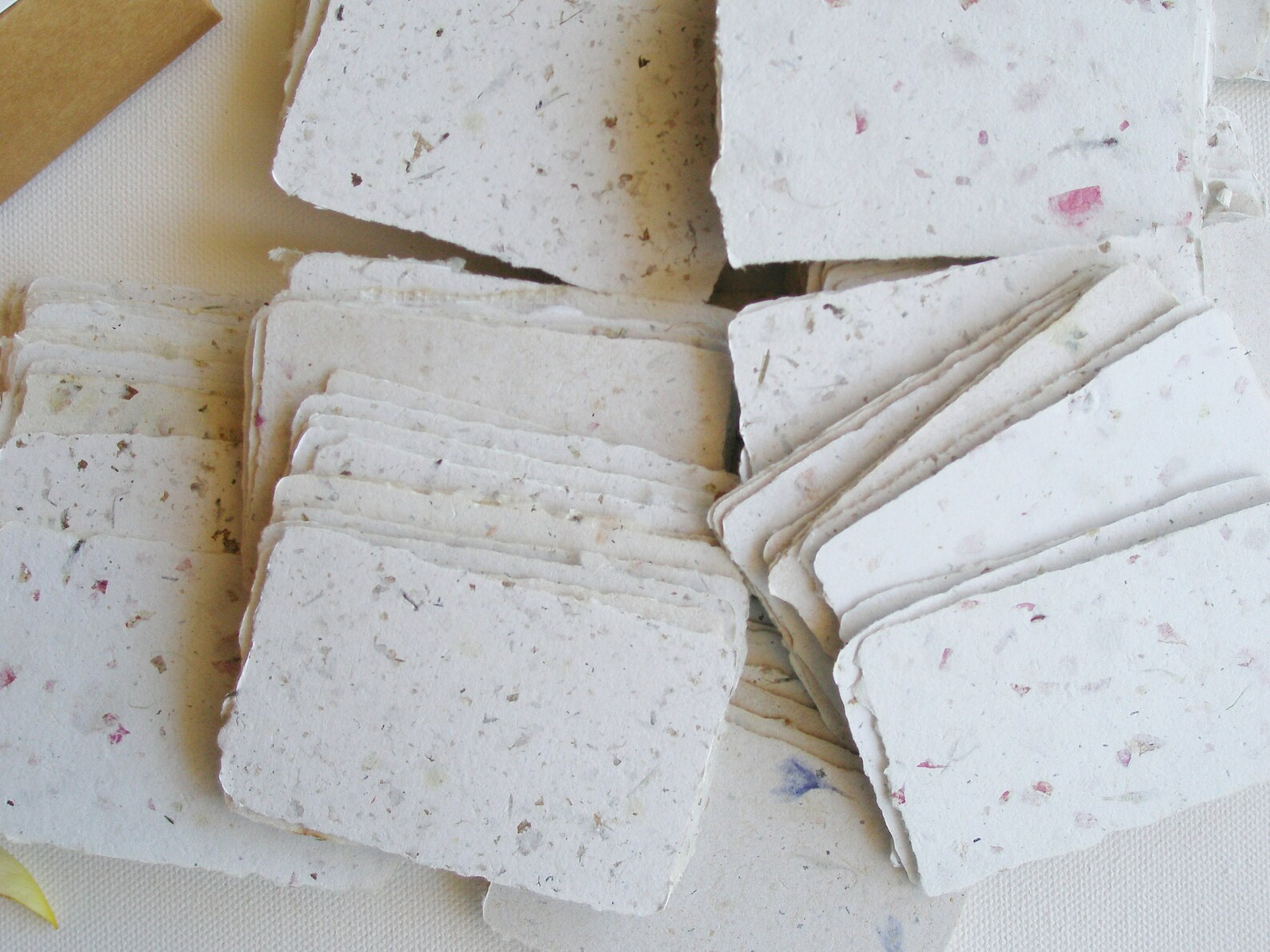 SAMPLE of 20 Handmade 2x3 Cards. Neutral Blank Recycled Paper. Calling ...