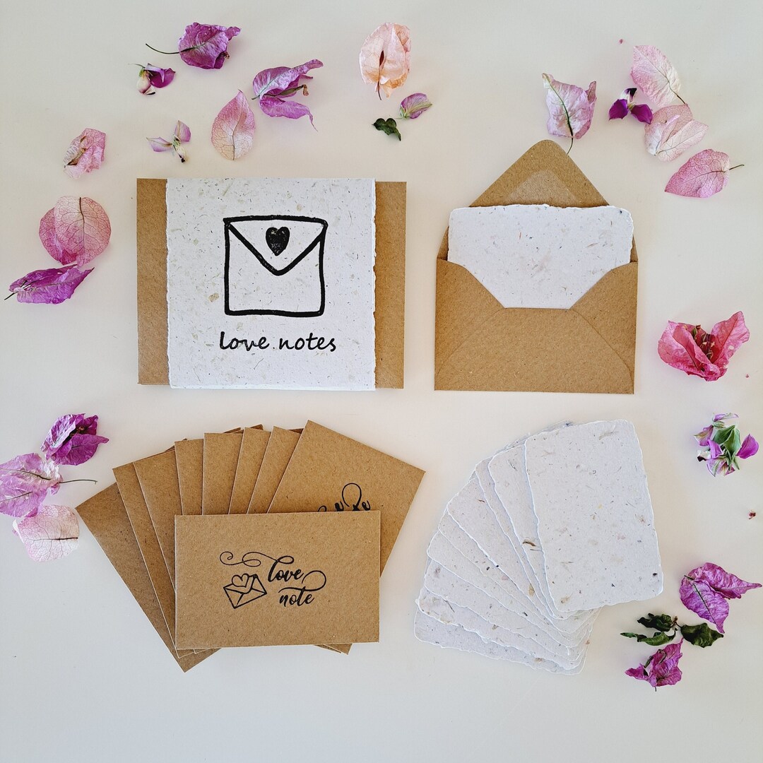 Mini Love Note Set With 10 Message Papers and Envelopes for Valentines ...