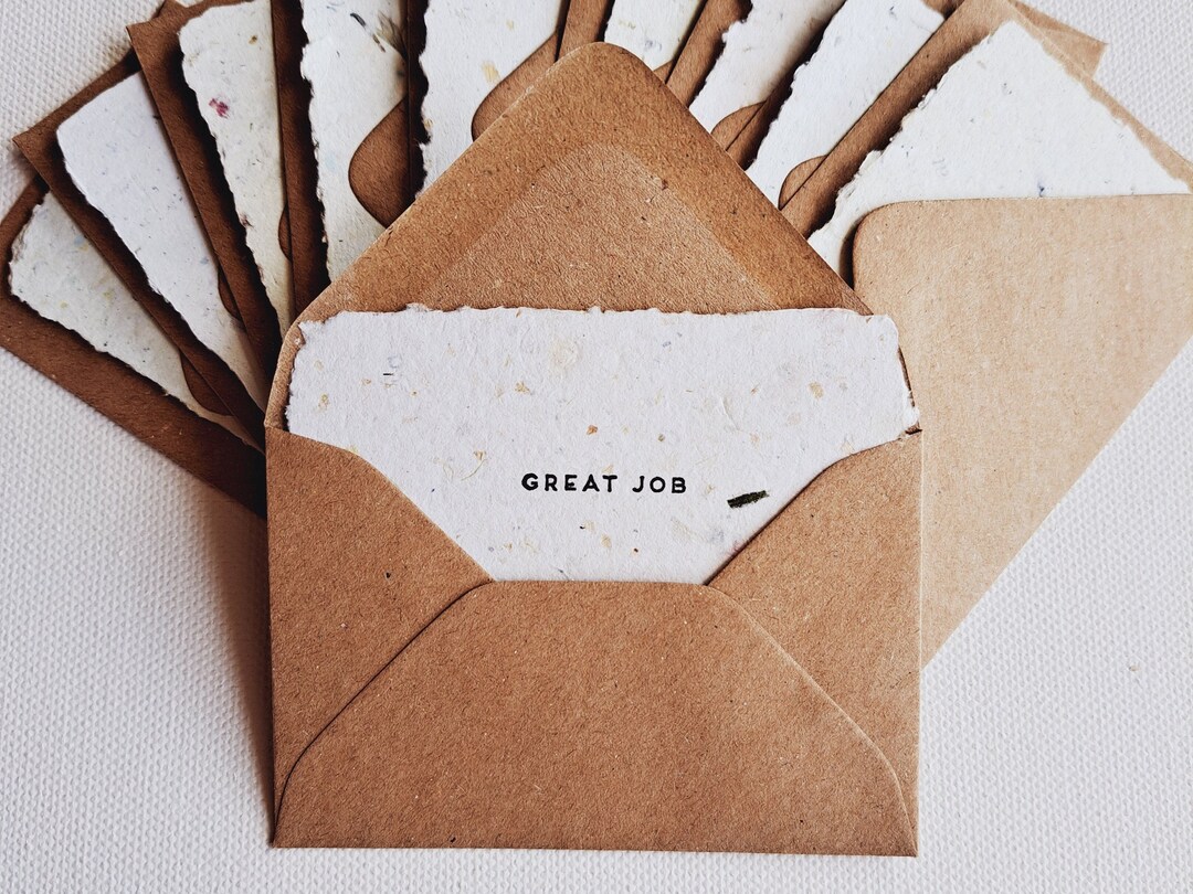 10 Mini Validation Cards With Envelopes, Handmade Recycled Paper ...