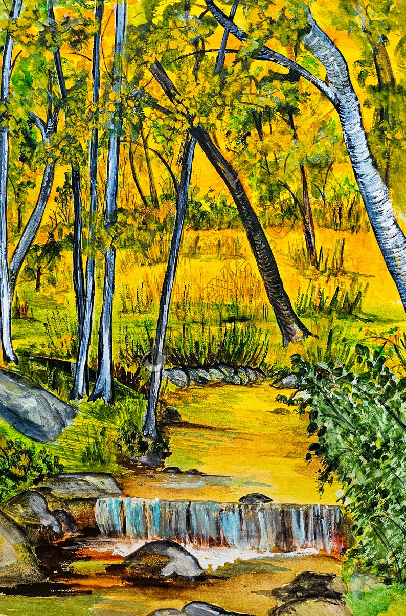 Nature Landscape Painting Yellow Leaves in Fall Foliage Farmhouse ...