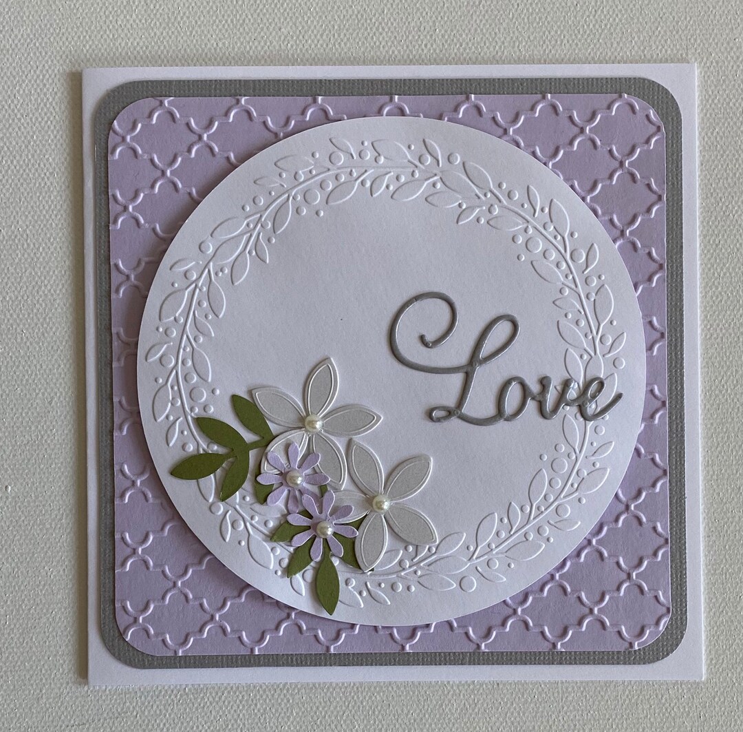 Purple Embossed Love Wedding Card - Etsy