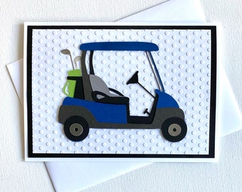 Blue Golf Cart Card - Etsy