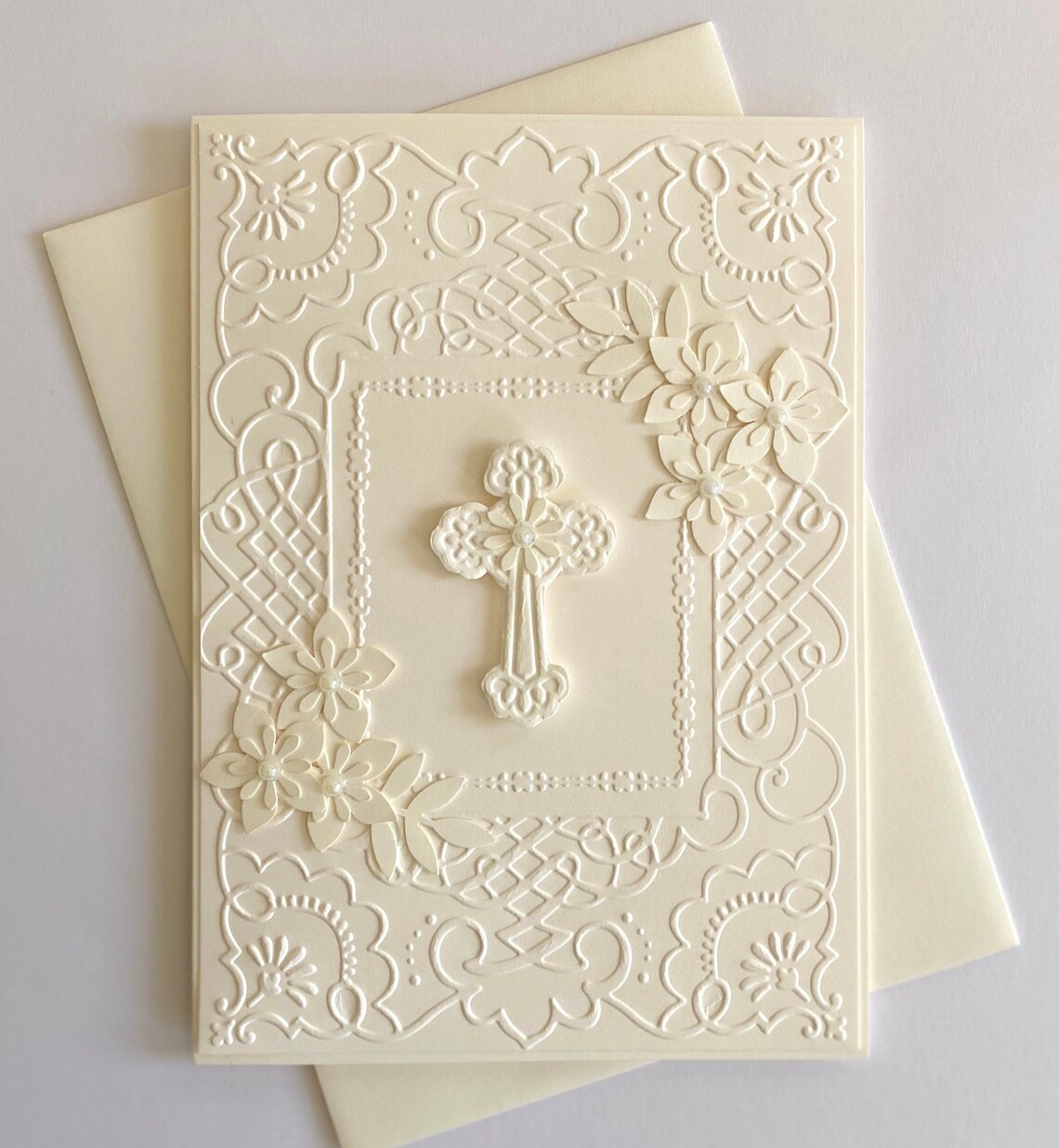 Embossed Cross Sympathy Card | Etsy