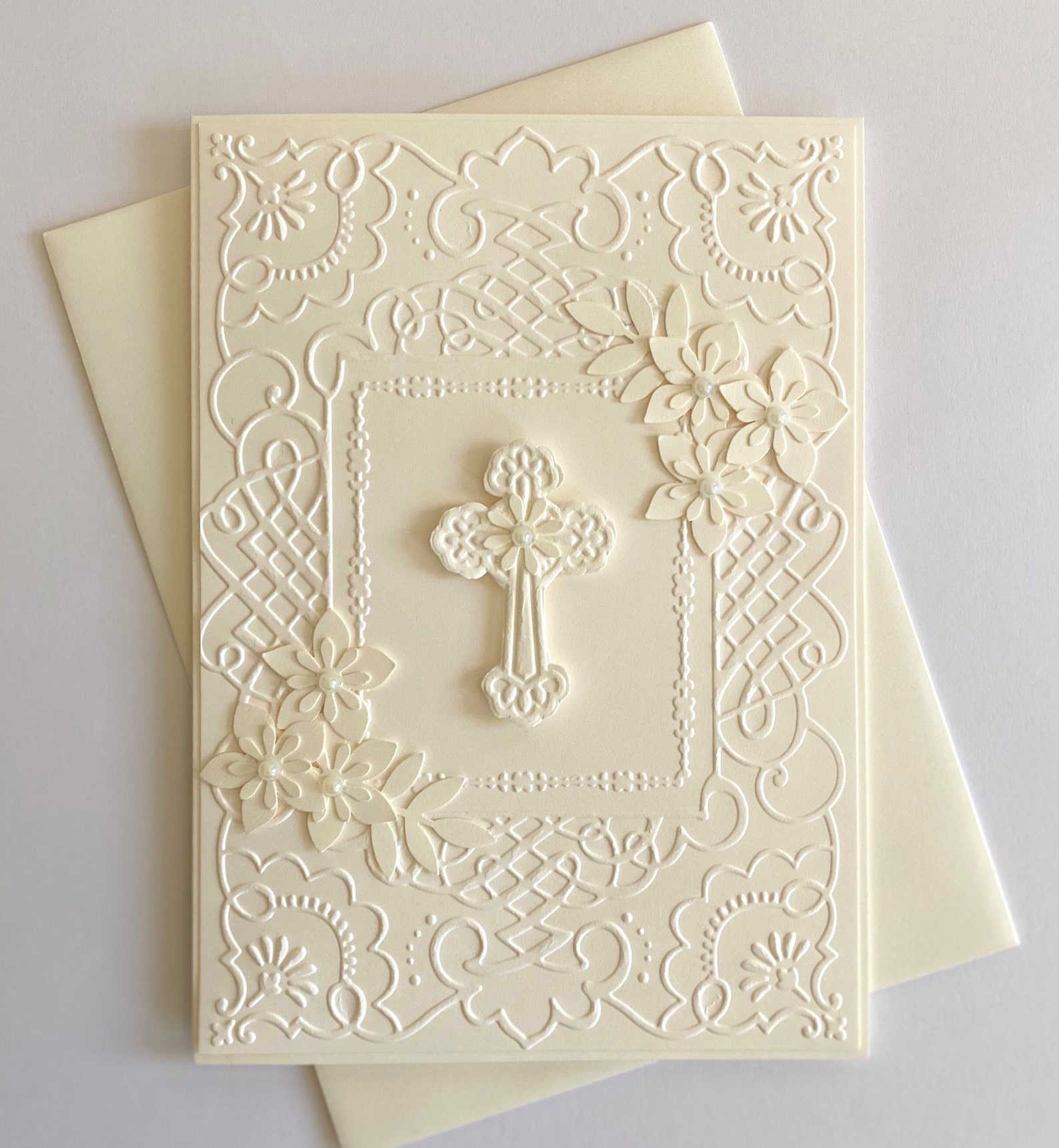 Embossed Cross Sympathy Card - Etsy