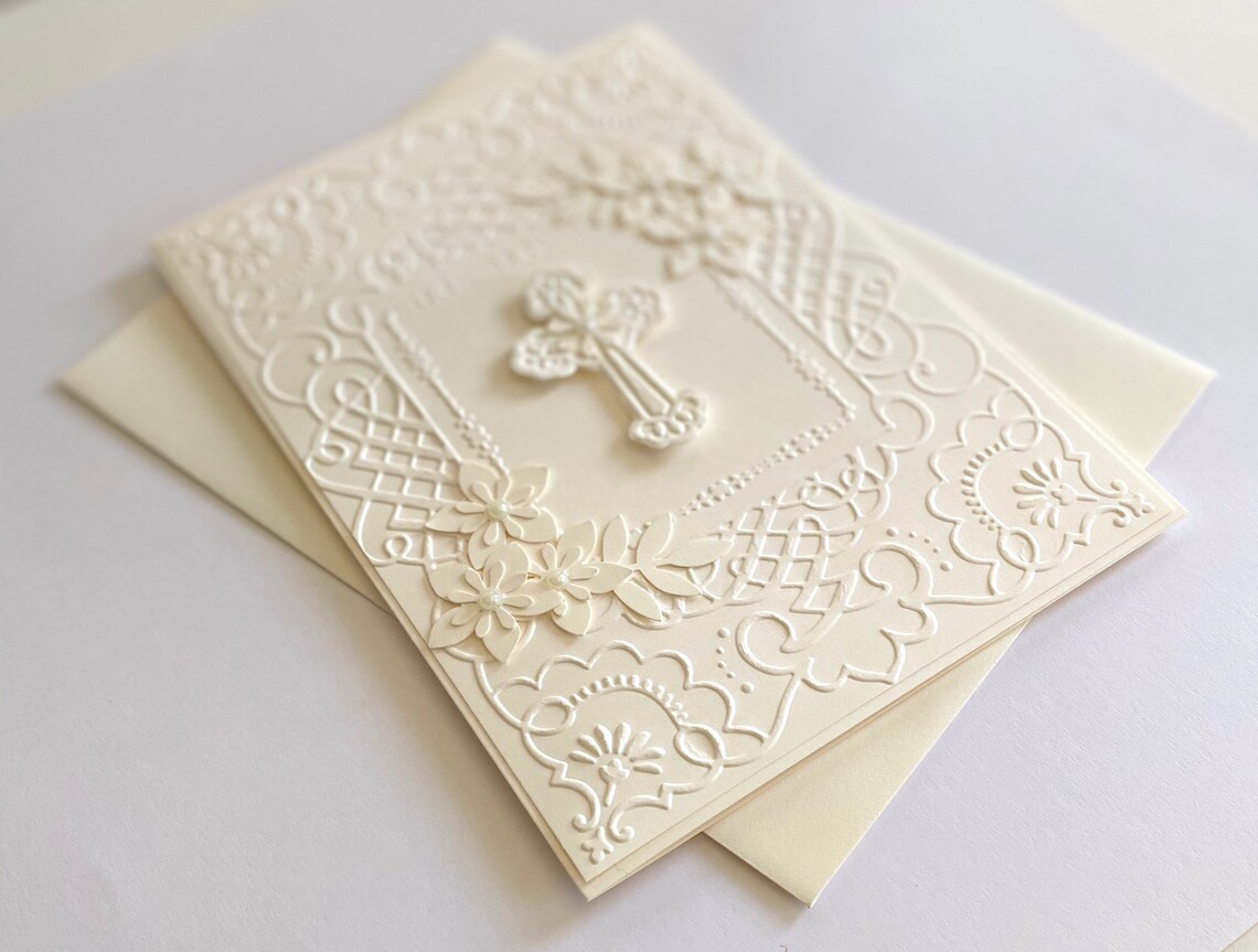 Embossed Cross Sympathy Card - Etsy