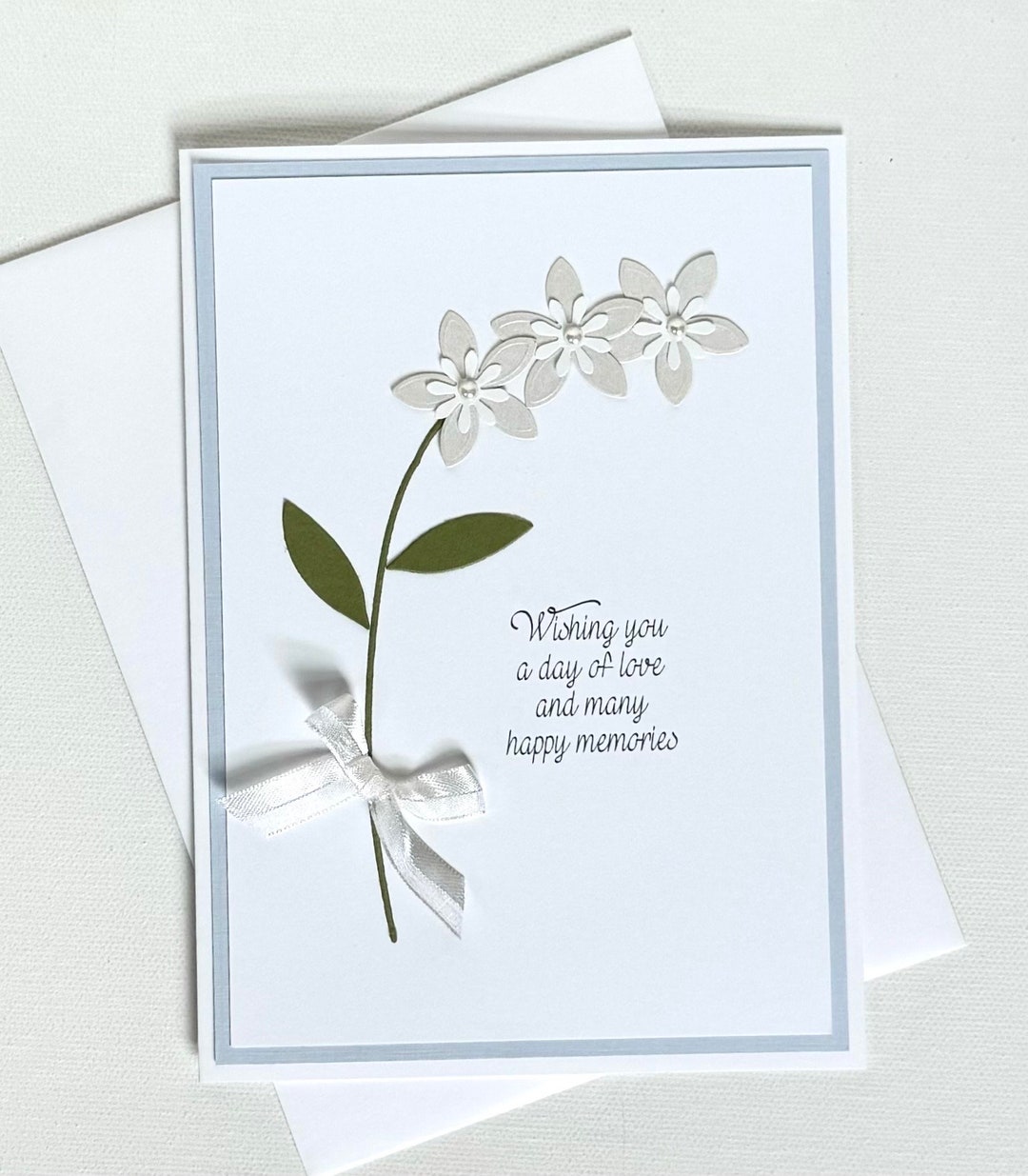 Three Flower Stem Wedding Card - Etsy