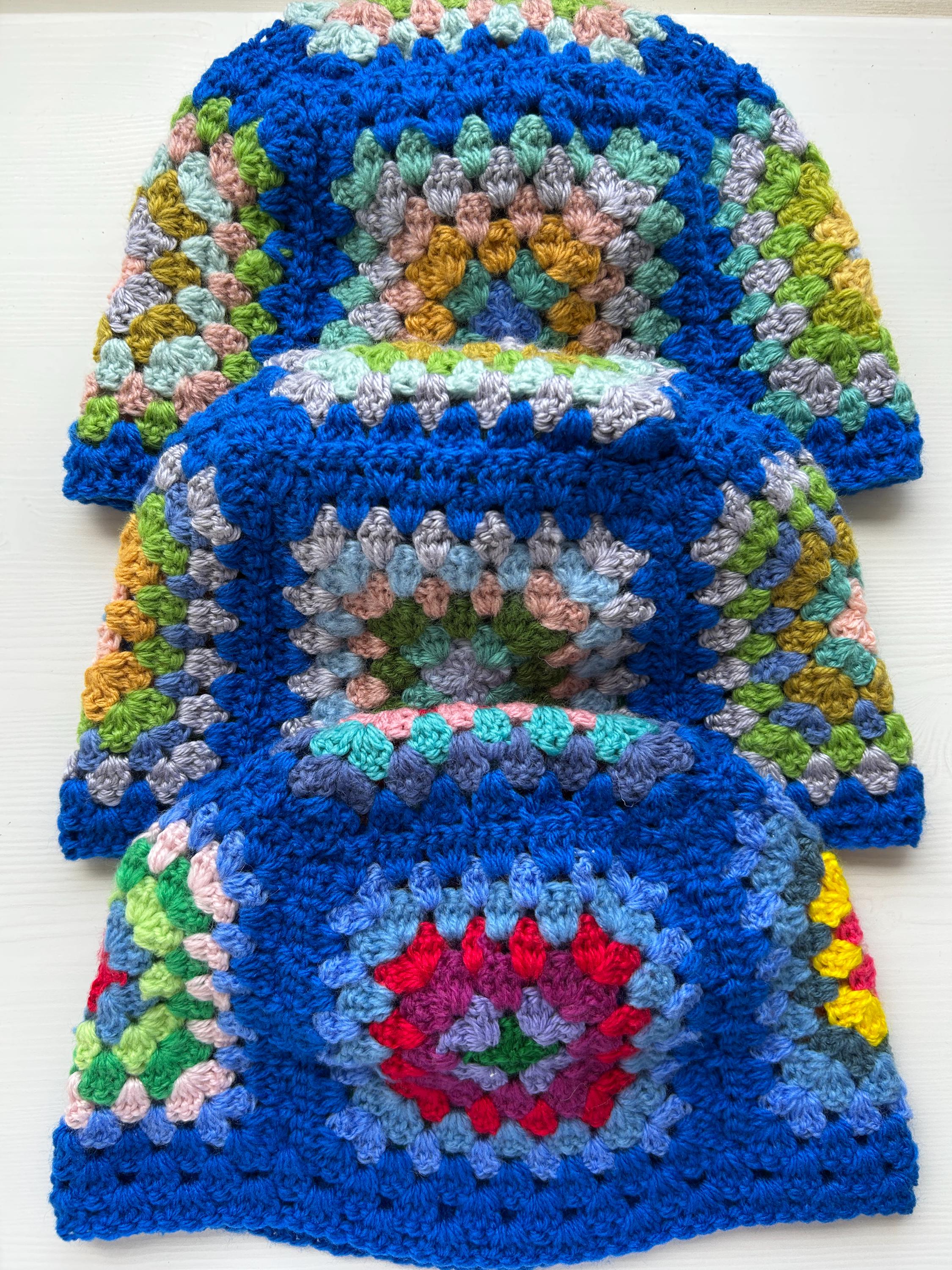 Retro Granny Square Bucket Beanie ~ Women Cosy Crochet Beanie Adult ...