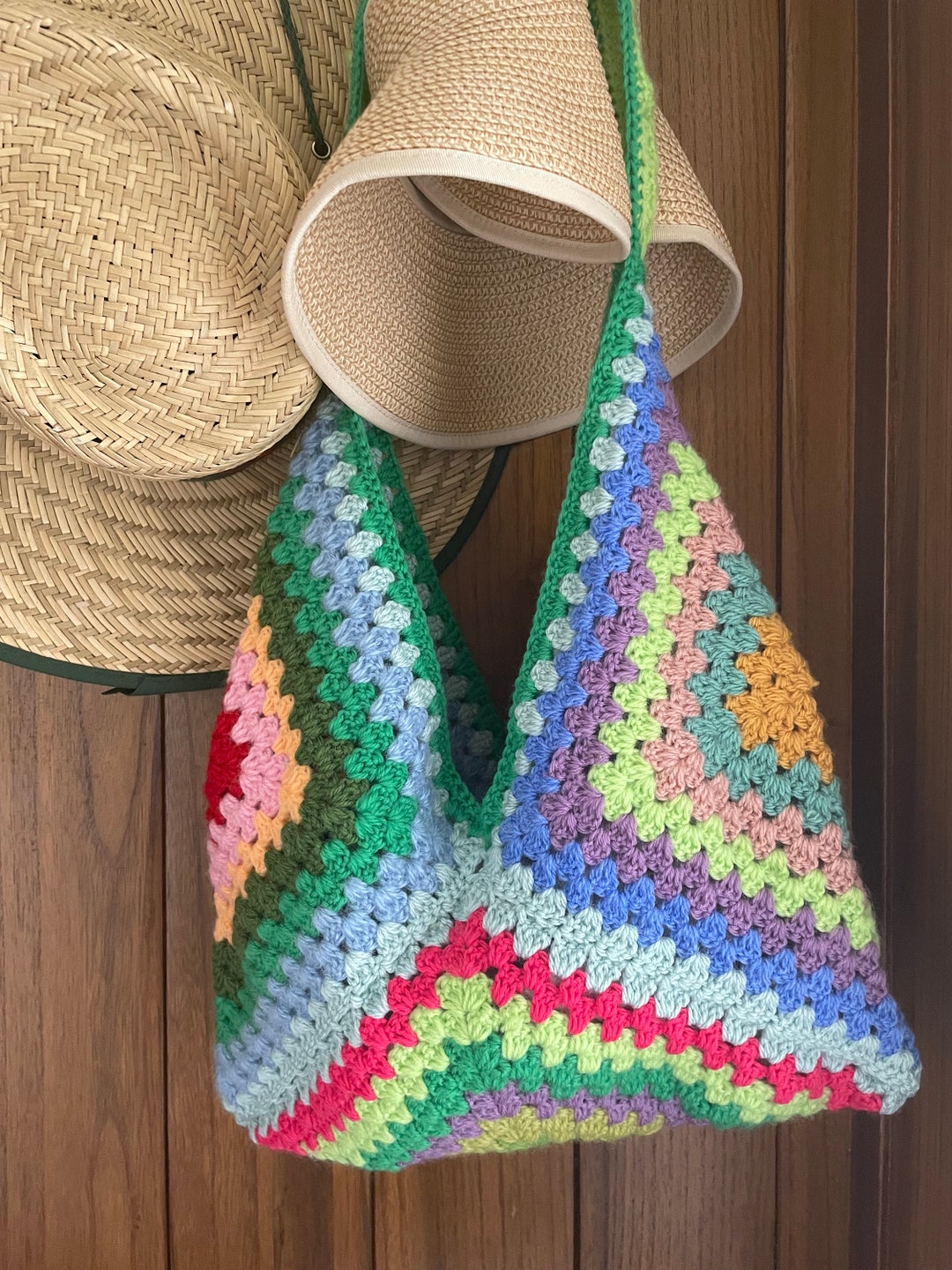 Granny Square Tote Boho Chic Bag Scandinavian Minimalist Shoulder ...