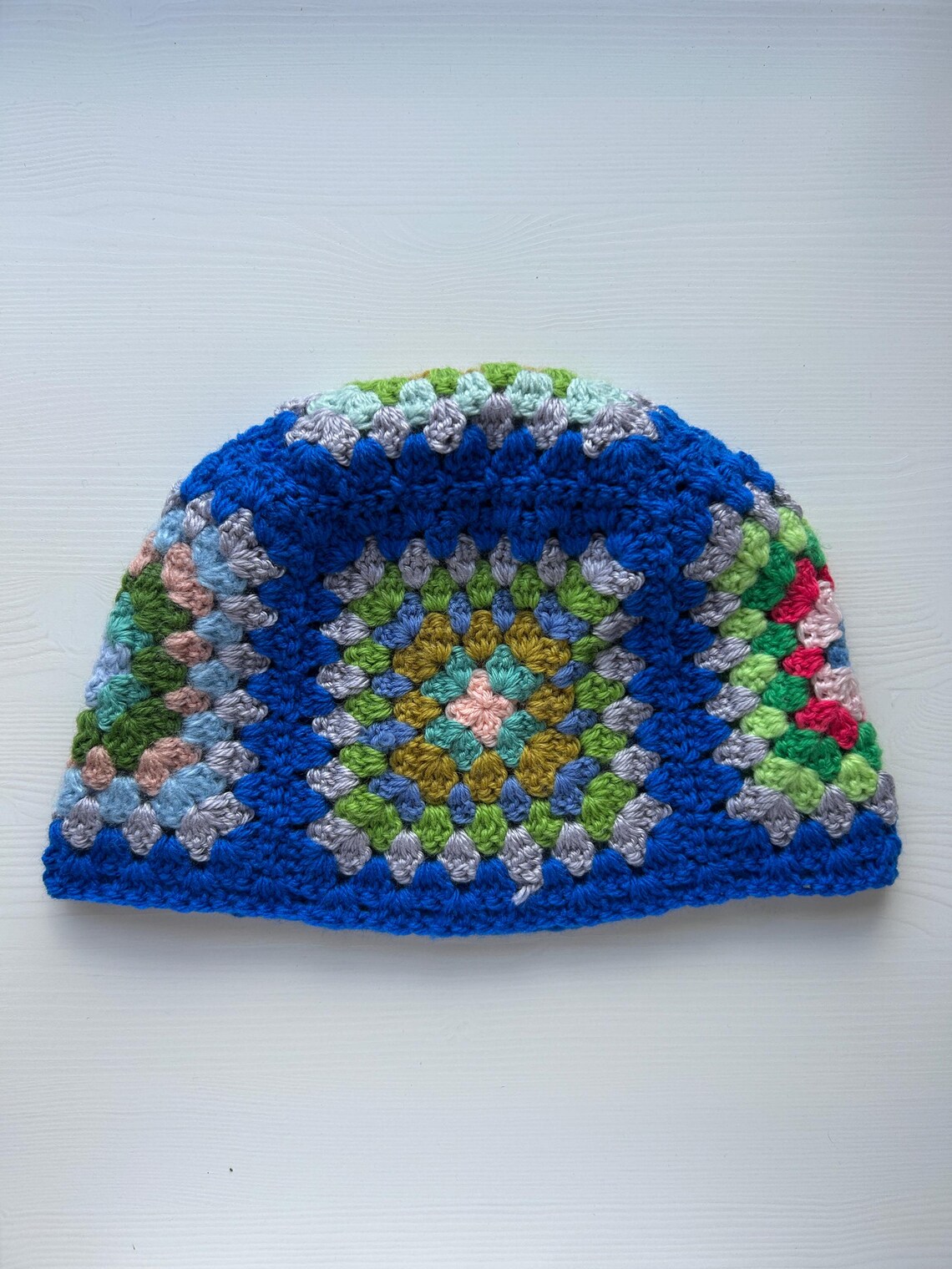 Retro Granny Square Bucket Beanie ~ Women Cosy Crochet Beanie Adult ...