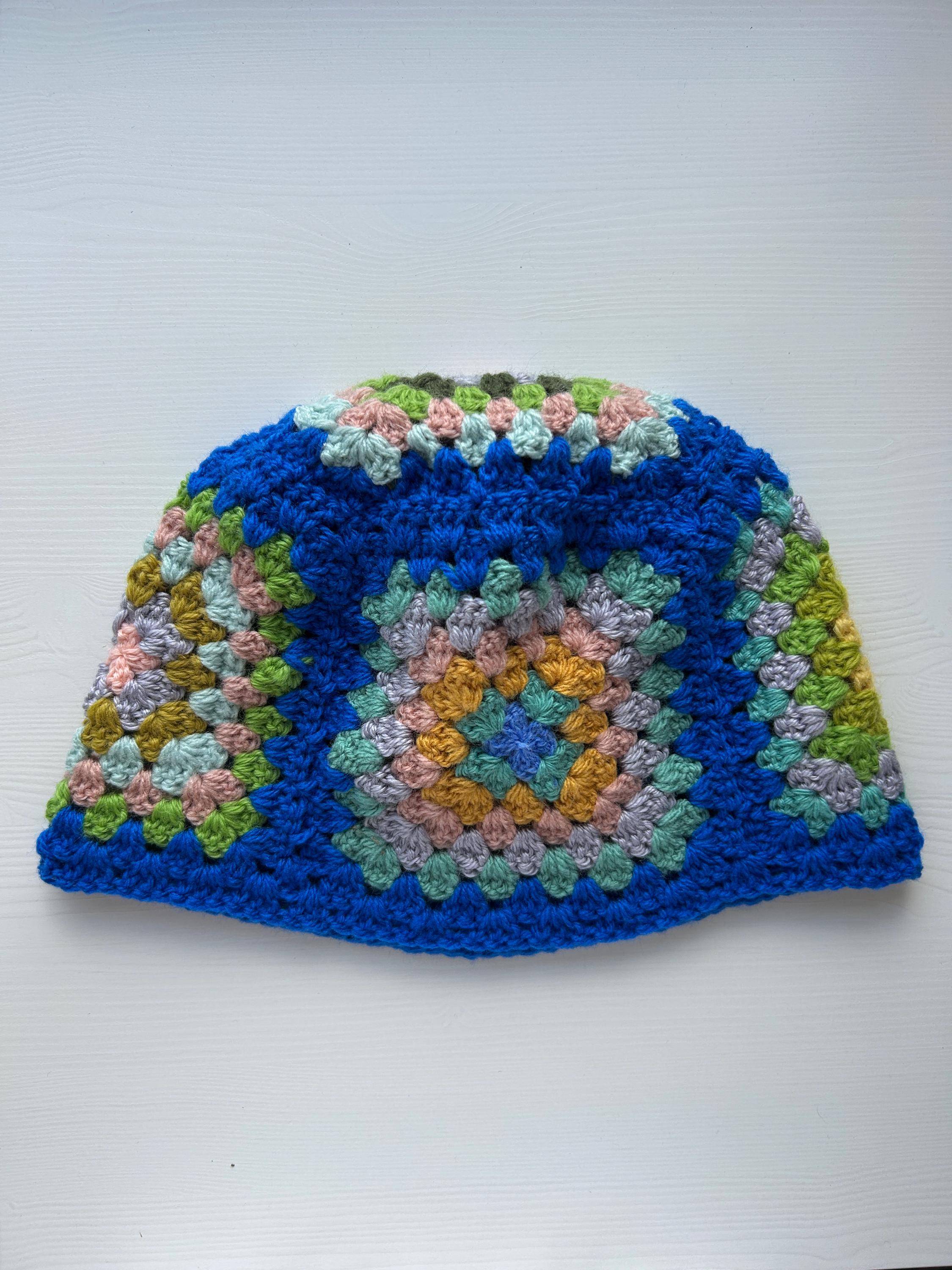 Retro Granny Square Bucket Beanie ~ Women Cosy Crochet Beanie Adult ...