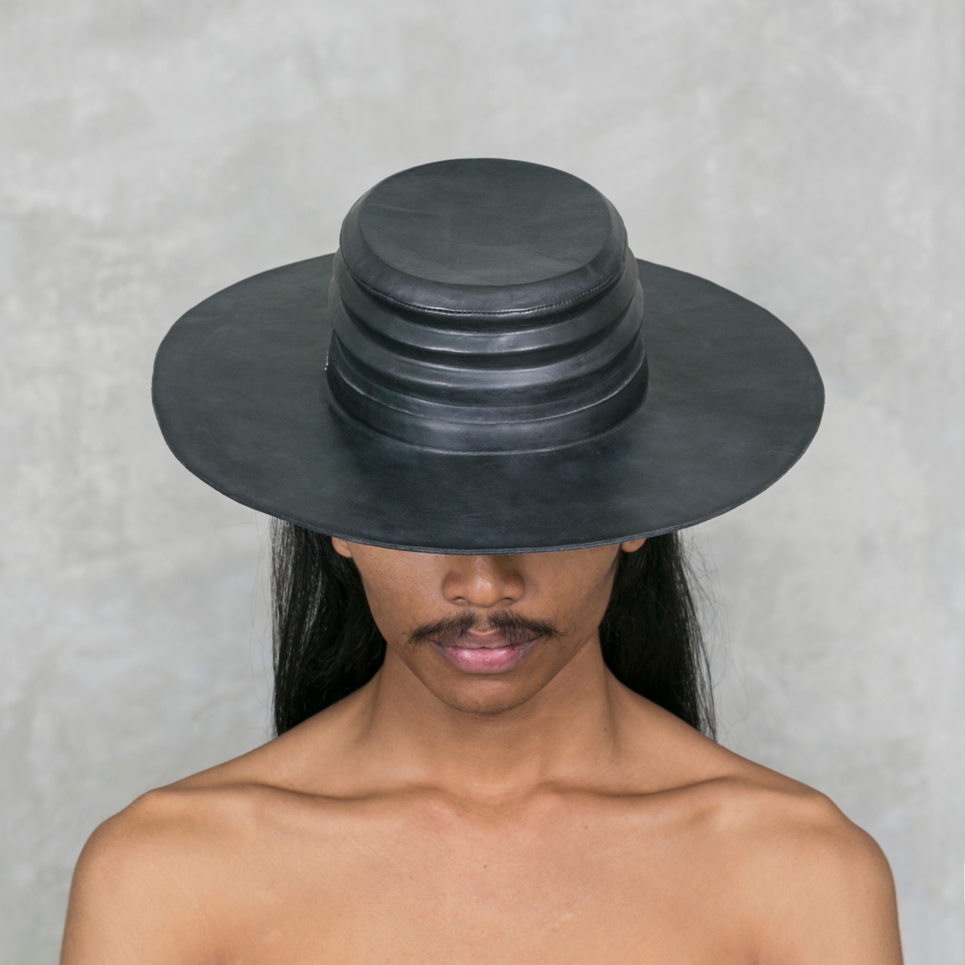 VERGE black Leather RIDGED HAT cordovan Hat W/ Hand Formed - Etsy Ireland