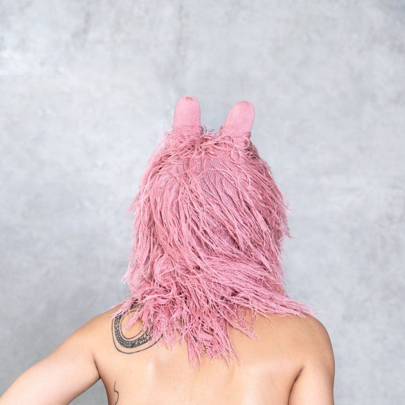 RAMBUT Pink HAIRY BALACLAVA Furry Animal Mask Stuffed - Etsy