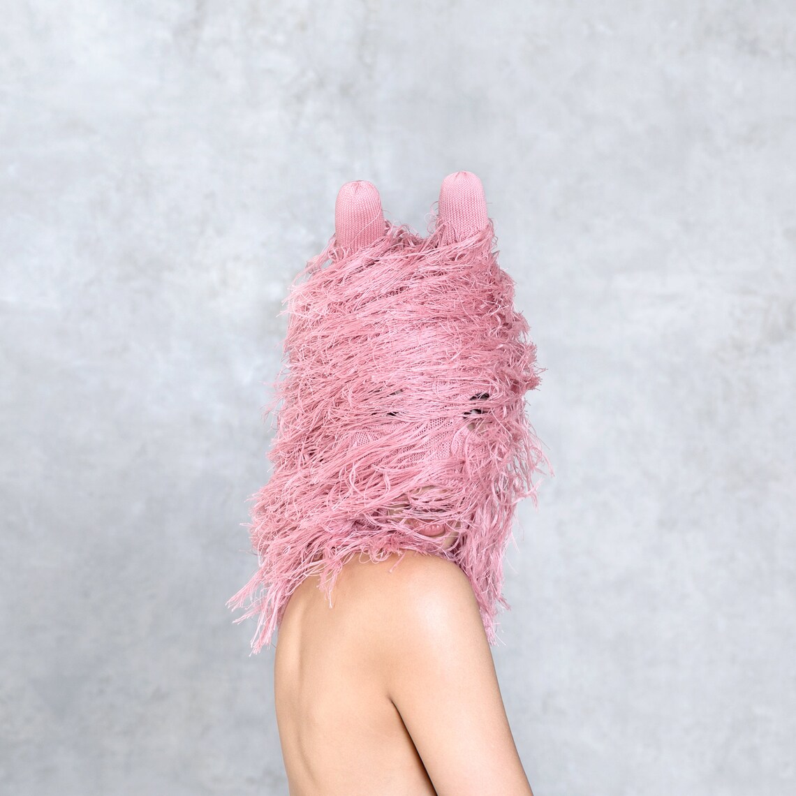 RAMBUT Pink HAIRY BALACLAVA Furry Animal Mask Stuffed | Etsy
