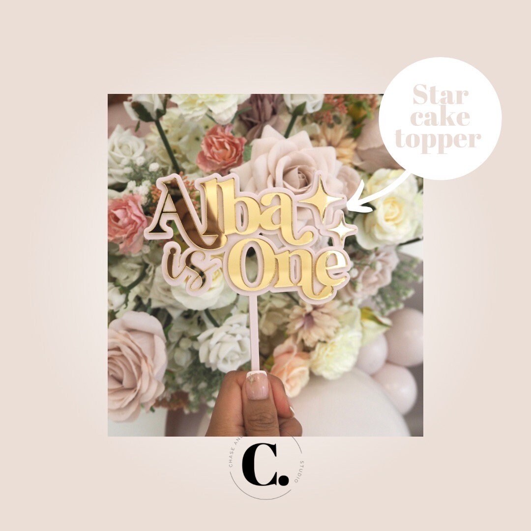 Star Cake Topper Personalised Name Cake Topper Acrylic Double Layer Cake Topper Name Cake Charm ...