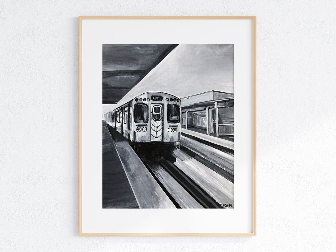 Chicago Art Print 8x10 Unframed - Chicago Wall Art, Chicago CTA Train ...
