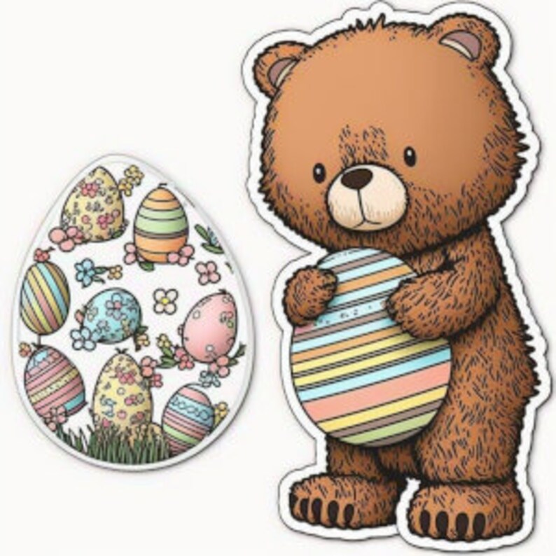 Teddy Bear Easter Egg Vector Digital Art in PNG File Format for ...
