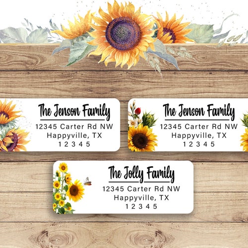 Sunflower Summer Return Address Labels 24 Personalized - Etsy