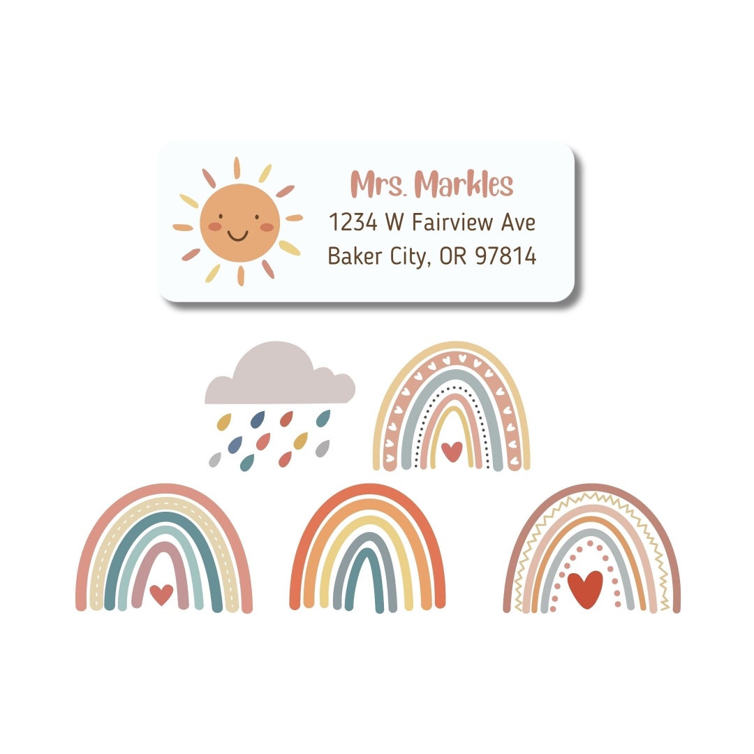 Choice of Fun Boho Natural Rainbow Address Labels - Etsy