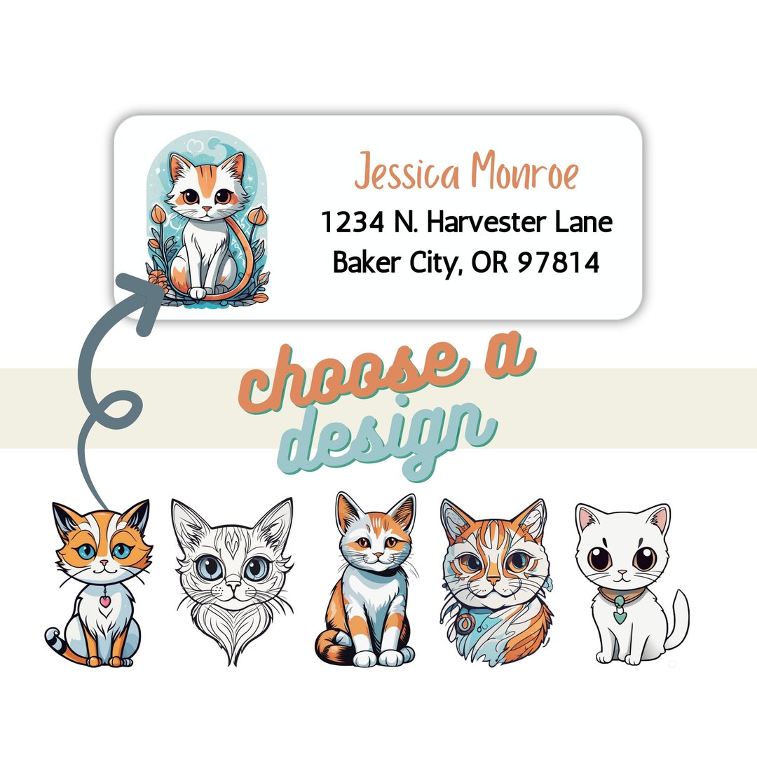 Kitty Cat Address Mailing Labels - Etsy