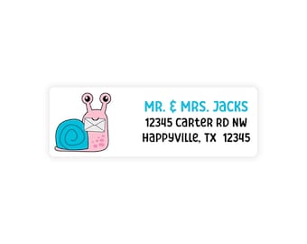 SNAIL MAIL Personalized Address Labels, 30 per Sheet, Snails, Happy ...